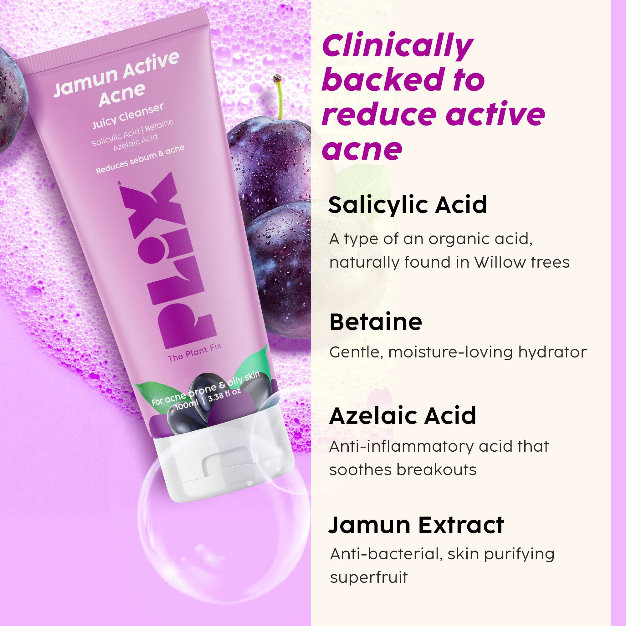 Buy Plix Jamun Salicylic Acid Cleanser & 10% Niacinamide Face Serum