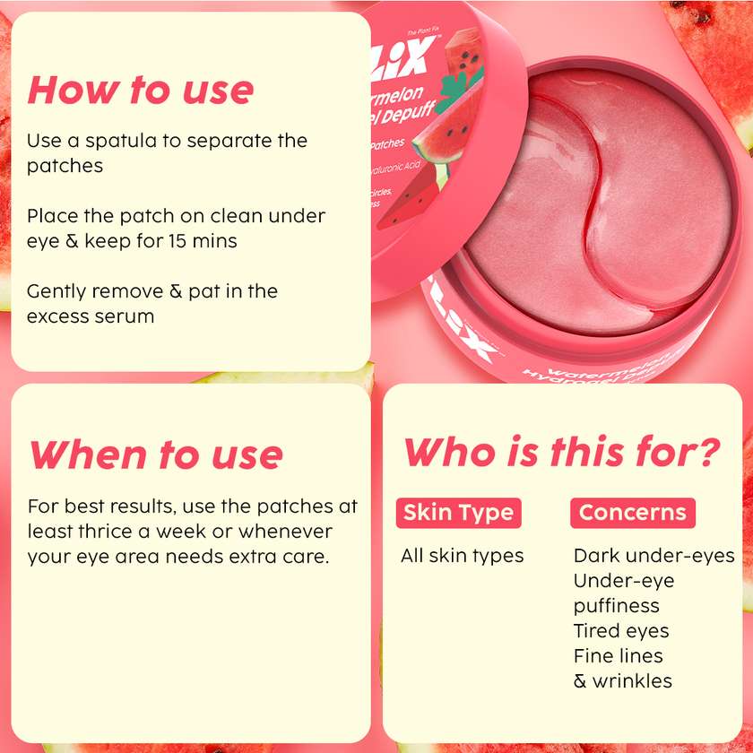 Watermelon hydrogel eye patches to de-puff & revive under-eye area ...