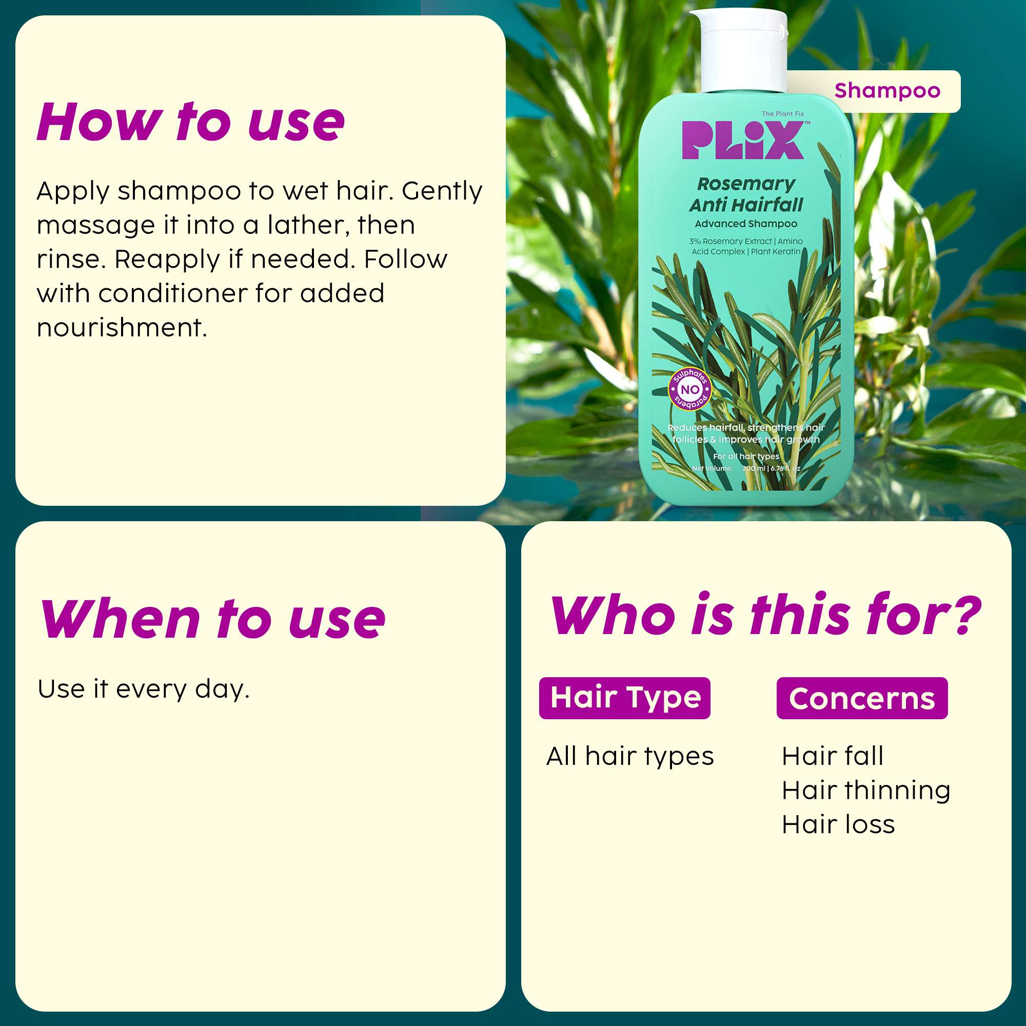Rosemary Anti-Hairfall Advanced Kit with Shampoo, Conditioner & Serum